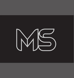 Black and white alphabet letter ms m s logo Vector Image