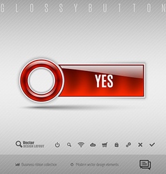 Red plastic button on gray background design Vector Image