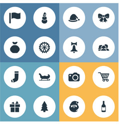 Christmas icons bells and santa elf Royalty Free Vector