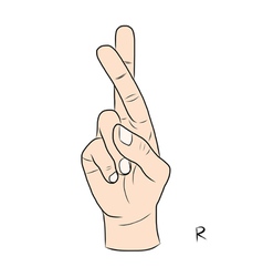 Sign language and alphabetthe letter r Royalty Free Vector
