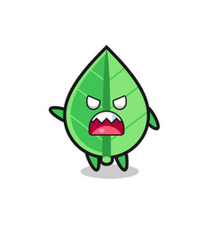 Cute leaf cartoon in a very angry pose Royalty Free Vector