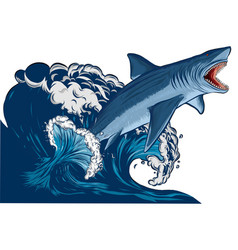 Jumping shark with anchor art Royalty Free Vector Image