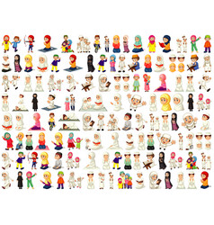 Set different muslim people cartoon character Vector Image