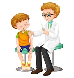 Doctor giving shot to boy Royalty Free Vector Image
