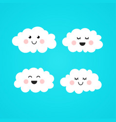 Smiling cloud kawaii character blue object of sky Vector Image
