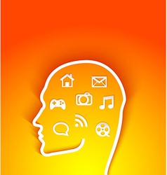 Human head with multimedia elements Royalty Free Vector