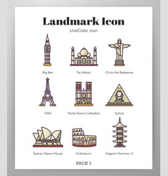 World landmarks eiffel tower statue of liberty Vector Image