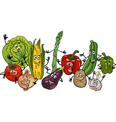 Fruits and vegetables group cartoon Royalty Free Vector