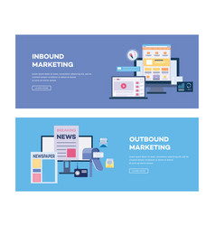 Inbound and outbound marketing banner digital Vector Image