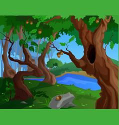 Cartoon summer background for a game art with old Vector Image