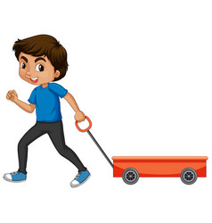 Boy pulling cart full of toys Royalty Free Vector Image