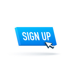 Blue sign up button in neon style business Vector Image