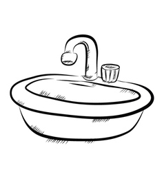 Bathroom sink outline Royalty Free Vector Image