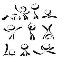 Person flying kite cartoon stick figure Royalty Free Vector