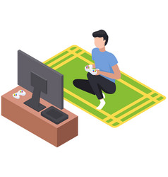 Man playing computer game Royalty Free Vector Image