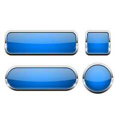 Blue glass button shiny square 3d web icon Vector Image