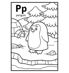 Coloring book colorless alphabet letter d dog Vector Image