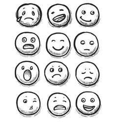 Set of hand drawn doodle faces emotions Royalty Free Vector