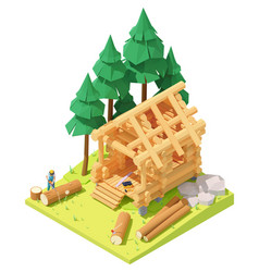 Isometric low poly campsite Royalty Free Vector Image
