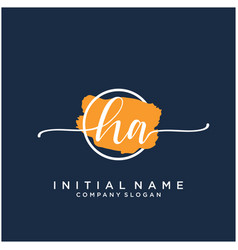 Ha initial handwriting logo design with brush Vector Image