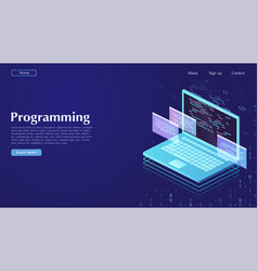 Isometric developing programming and coding Vector Image