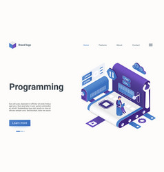 Programming modern technology isometric landing Vector Image
