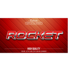 Editable text style effect - red rocket text Vector Image