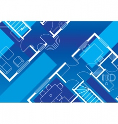Blue architectural background with plans Vector Image