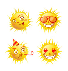 Summer sun face with sunglasses and full lips Vector Image