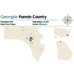 Map fannin county in georgia Royalty Free Vector Image