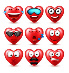 Heart smiley emoji set for valentines day Vector Image