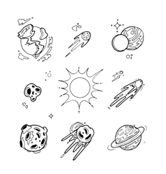Hand drawn solar system and space elements Vector Image