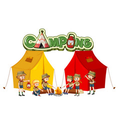 Kids camping in nature Royalty Free Vector Image