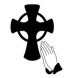 Praying hands symbol christianity hand drawn Vector Image
