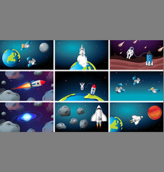 Large set outer space scenes Royalty Free Vector Image