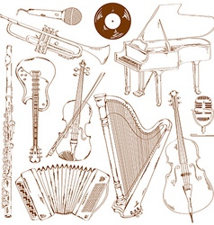 Wind instruments in sketch and cartoon style Vector Image