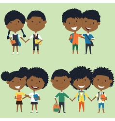 Daily Morning African-American Boys Life Vector Image