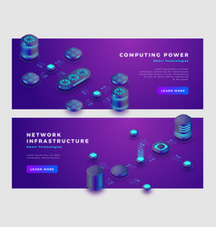 Cloud sistems and data processing concept banner Vector Image