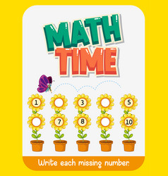 Math worksheet template with matching numbers Vector Image