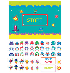 Rocket space game template Royalty Free Vector Image