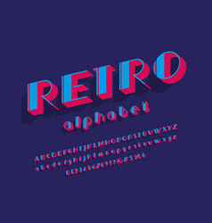 Stylized colorful 3d font edge alphabet letters Vector Image