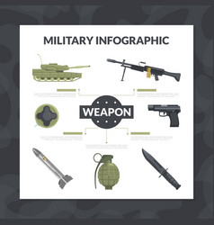Military infographic template combat army weapon Vector Image