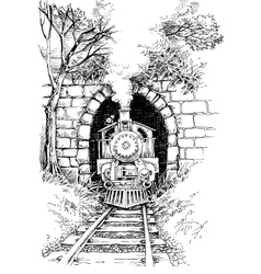 Line drawing steam locomotive Royalty Free Vector Image