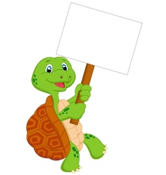 Turtle cartoon holding blank sign Royalty Free Vector Image