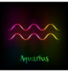 Blue shining cosmic neon zodiac Aquarius symbol Vector Image