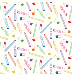 Dancing kawaii colorful crayons seamless pattern Vector Image