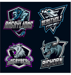 Angry bear hockey team logo mascot emblem Vector Image