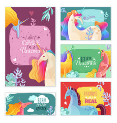 Mythical creatures cards set Royalty Free Vector Image