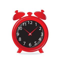 Red classic alarm clock with bell Royalty Free Vector Image