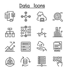 Process data analysis icon set in thin line style Vector Image